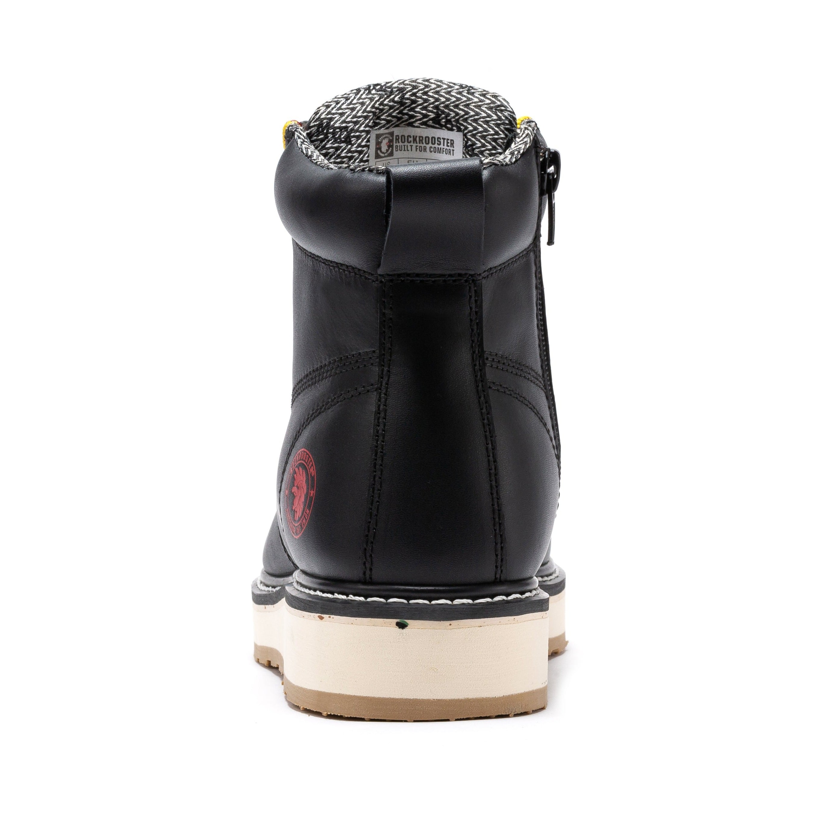 ROCKROOSTER Magnolia Men's 6 inch Black Soft Toe Zip Sided Wedge Work ...