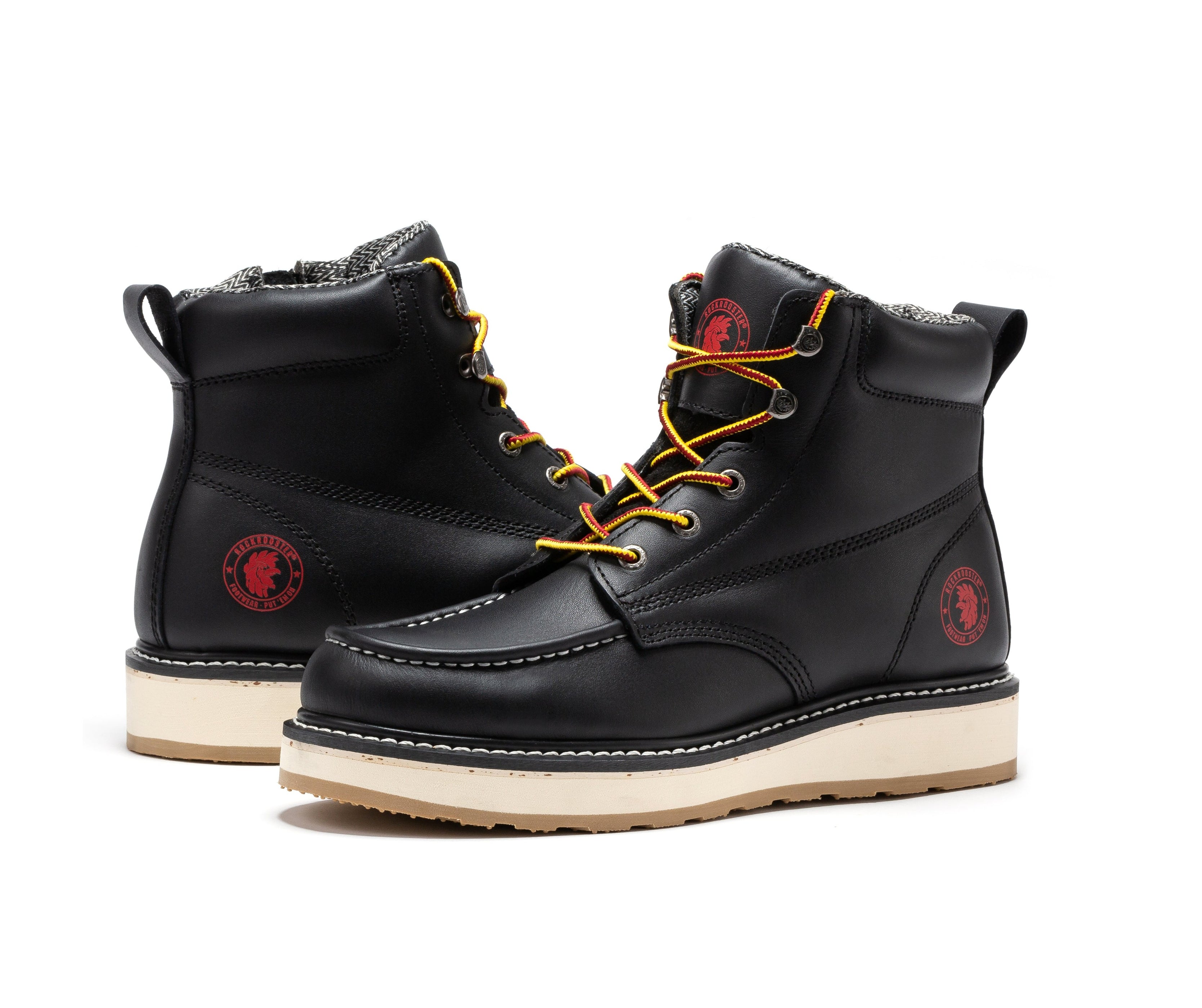 ROCKROOSTER Magnolia Men's 6 inch Black Soft Toe Zip Sided Wedge Work ...