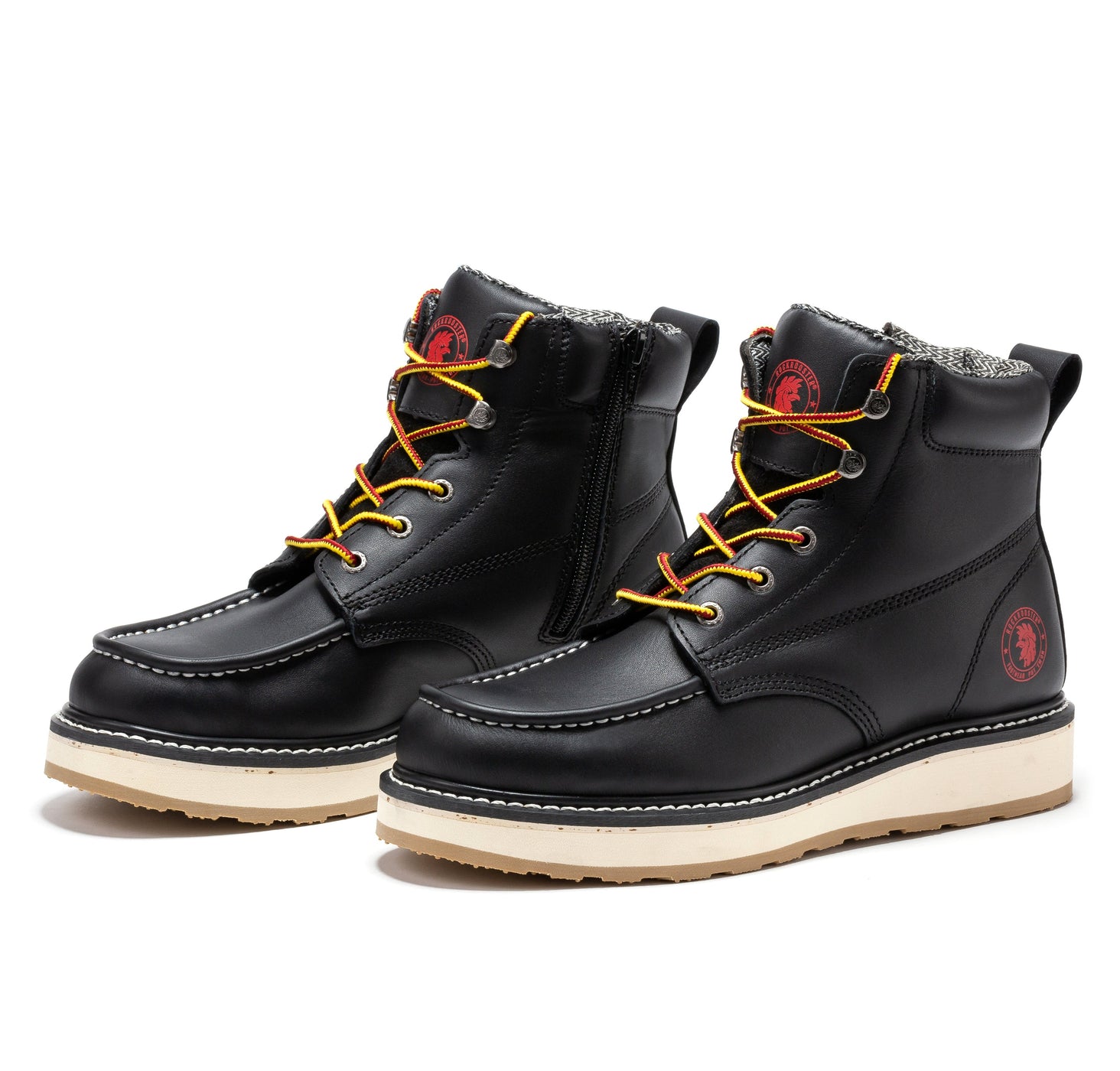 ROCKROOSTER Magnolia Men's 6 inch Black Soft Toe Zip Sided Wedge Work ...