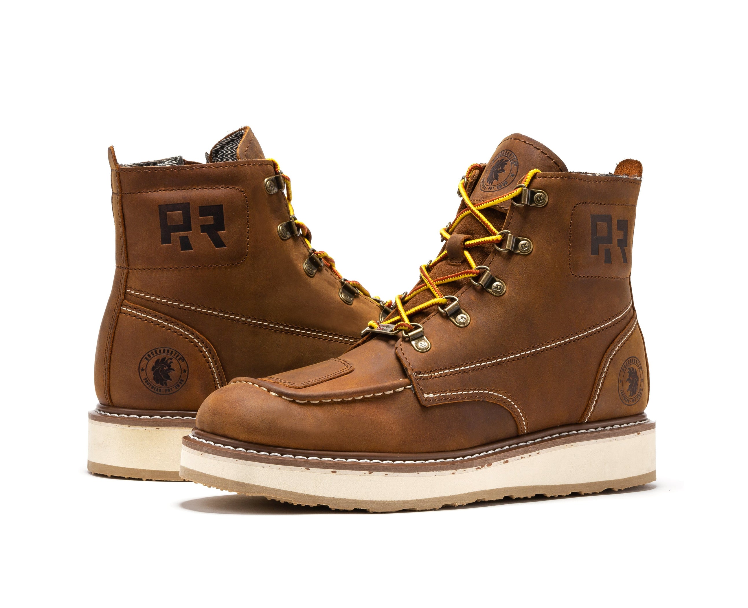 ROCKROOSTER Magnolia Men's 6 inch Brown Zip Sided Soft Toe Wedge Work ...