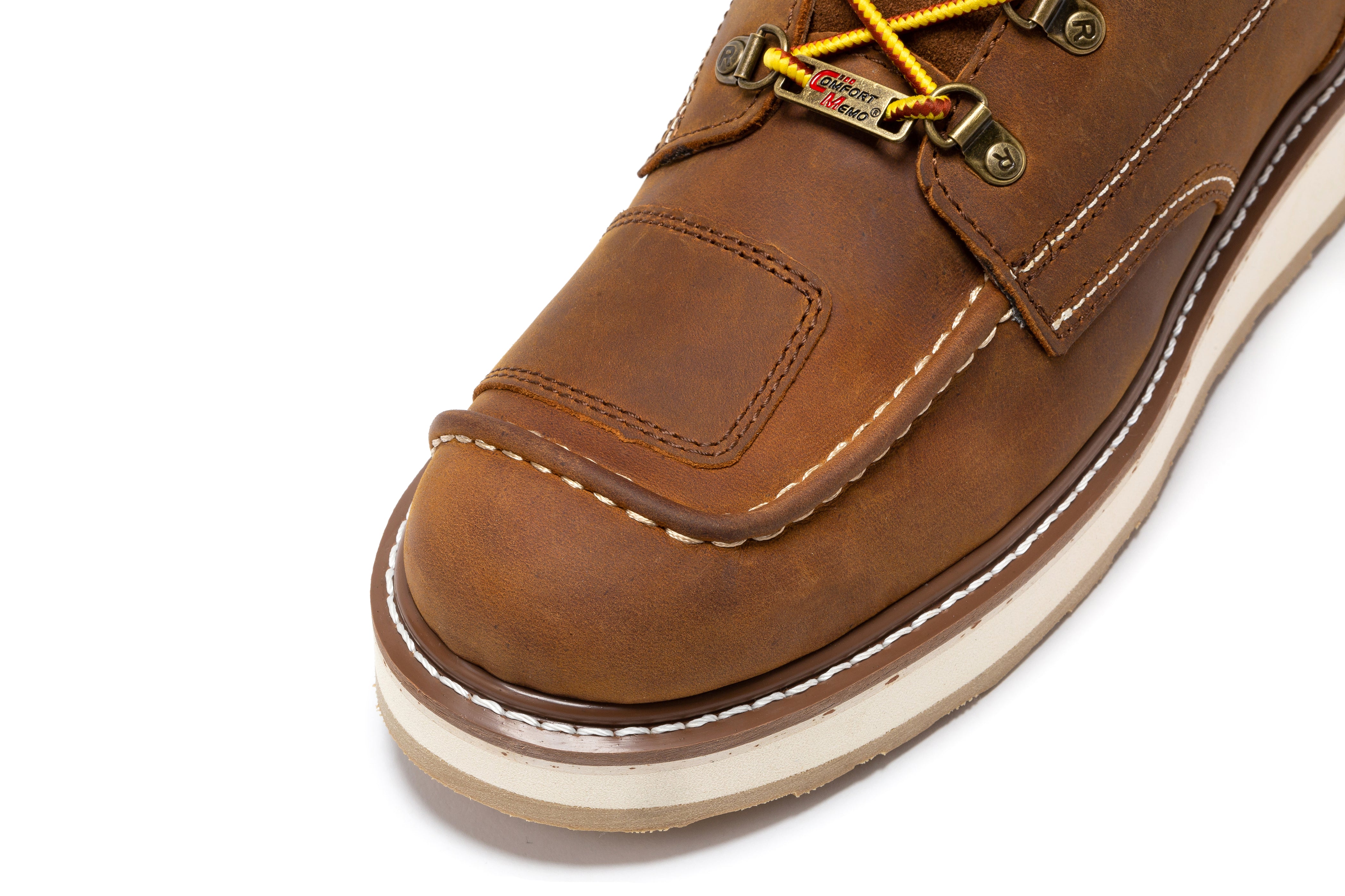 ROCKROOSTER Magnolia Men's 6 inch Brown Zip Sided Soft Toe Wedge Work