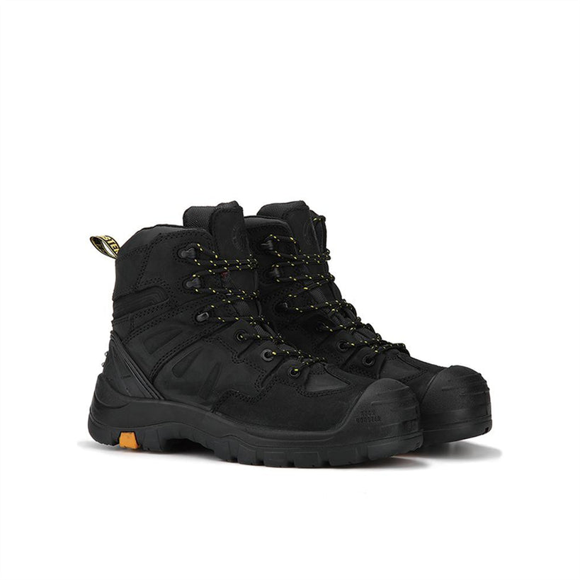ROCKROOSTER Woodland Black 6 inch Composite Toe Leather Work Boots ...