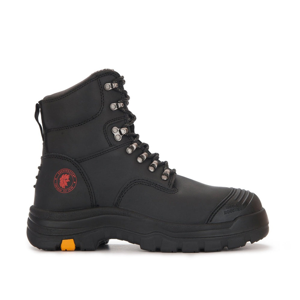 ROCKROOSTER Knox Black 7 Inch Steel Toe Leather Asphalt Work Boots ...