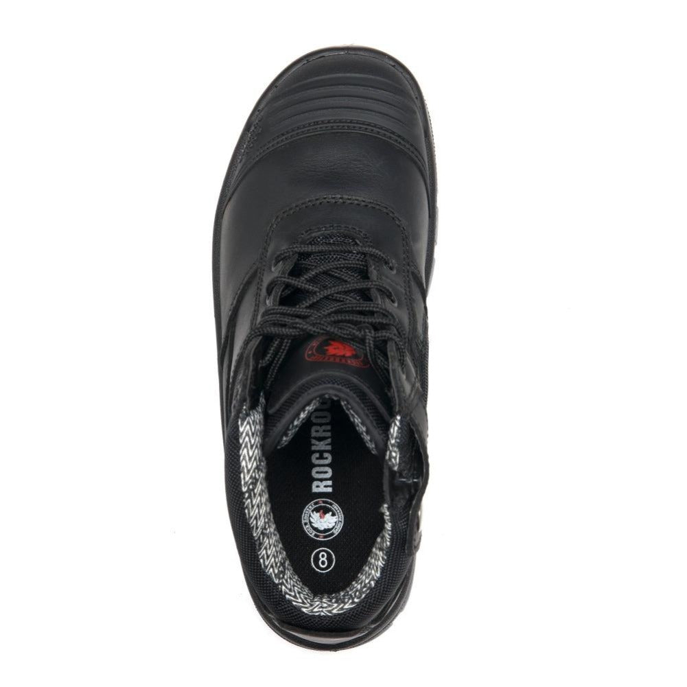 ROCKROOSTER Crisson Black 6 inch Zip sided Steel Toe Leather Work Boots ...